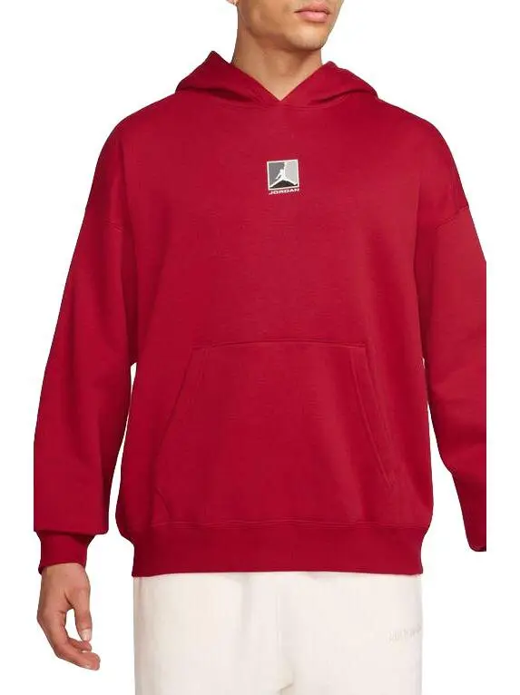 JORDAN Graphic Print Fleece Hoodie - Gym Red/white