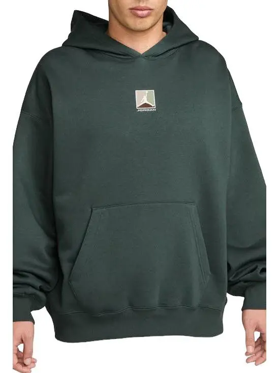 JORDAN Graphic Print Fleece Hoodie - Midnight Green/sail