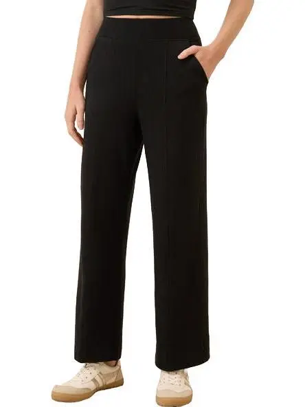 PACT Organic Cotton Pintuck Wide Leg Pants - Black