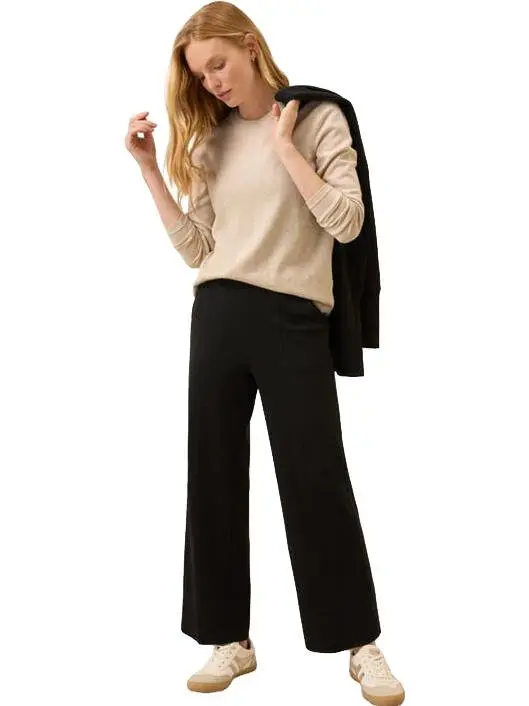 PACT Organic Cotton Pintuck Wide Leg Pants - Black