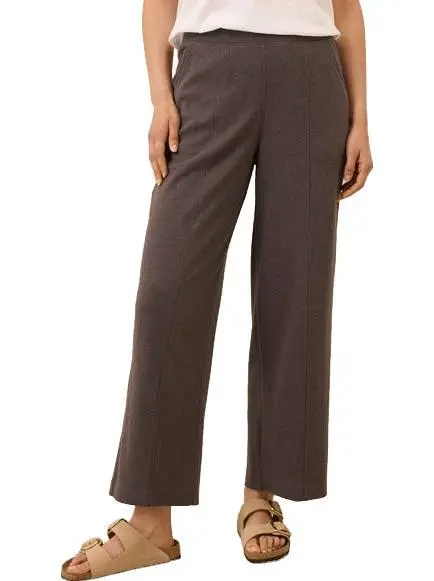 PACT Organic Cotton Pintuck Wide Leg Pants - Chocolate Heather