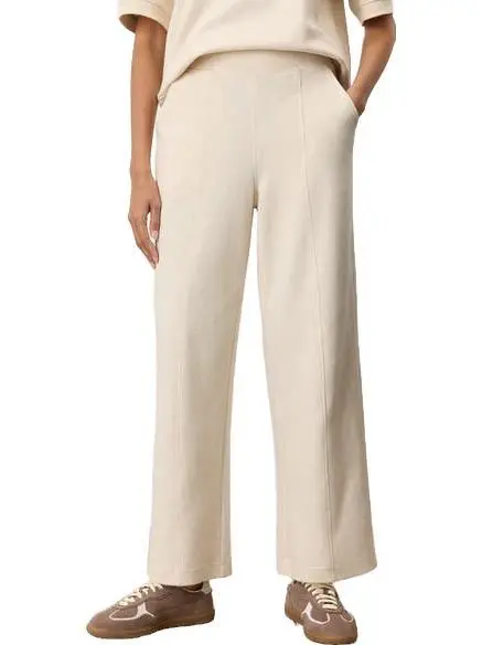 PACT Organic Cotton Pintuck Wide Leg Pants - Cream Heather