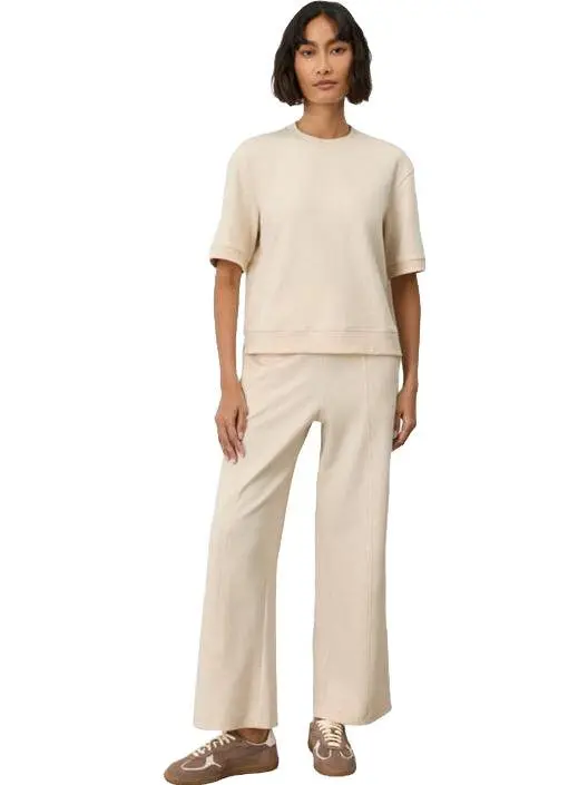 PACT Organic Cotton Pintuck Wide Leg Pants - Cream Heather