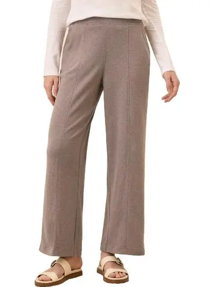 PACT Organic Cotton Pintuck Wide Leg Pants - Deep Taupe Heather