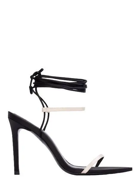 BLACK SUEDE STUDIO Lauren100 Strappy Sandal - Black/champagne Satin