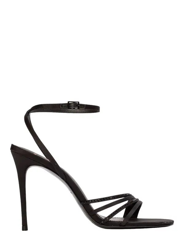 BLACK SUEDE STUDIO Ella 100 Strappy Sandal - Black Satin Embellished