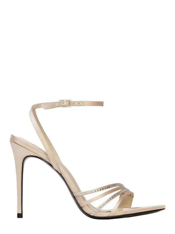 BLACK SUEDE STUDIO Ella 100 Strappy Sandal - Champagne Satin Embellished