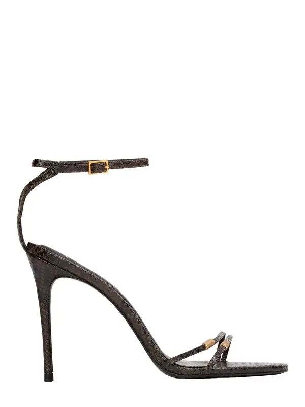 BLACK SUEDE STUDIO Britanny Strappy Snake Sandal - Brown Snake Leather