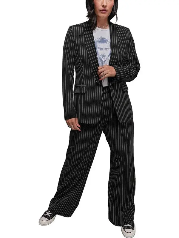 WILDFANG The Empower Pinstripe Tux Blazer - Black/stone