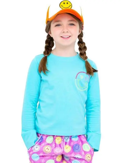 PREPPY GOOSE Embroidered Long Sleeve T-shirt - Turquoise