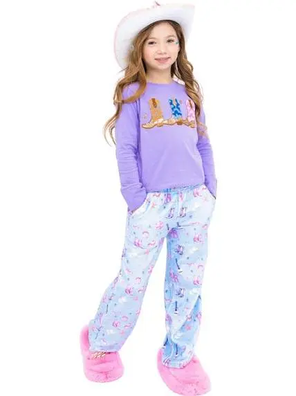 PREPPY GOOSE Plush Wild West Loungewear Pants - Periwinkle
