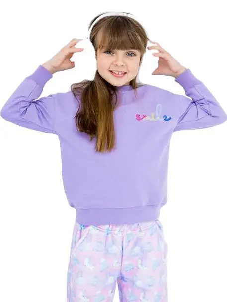 PREPPY GOOSE Embroidered Crewneck Sweatshirt - Lavender