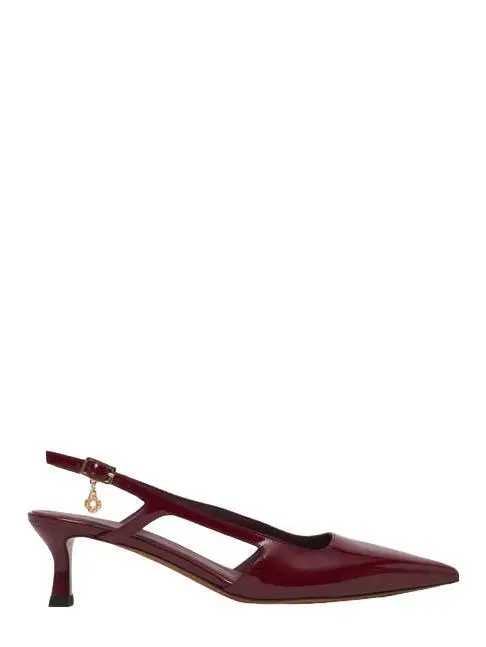 Maje Patent Leather Slingback Pumps - Burgundy
