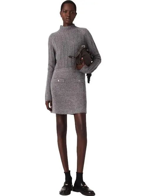 Maje 2-in-1 Knit Mini Dress - Grey