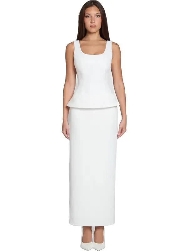 LEAU Column Maxi Skirt - White