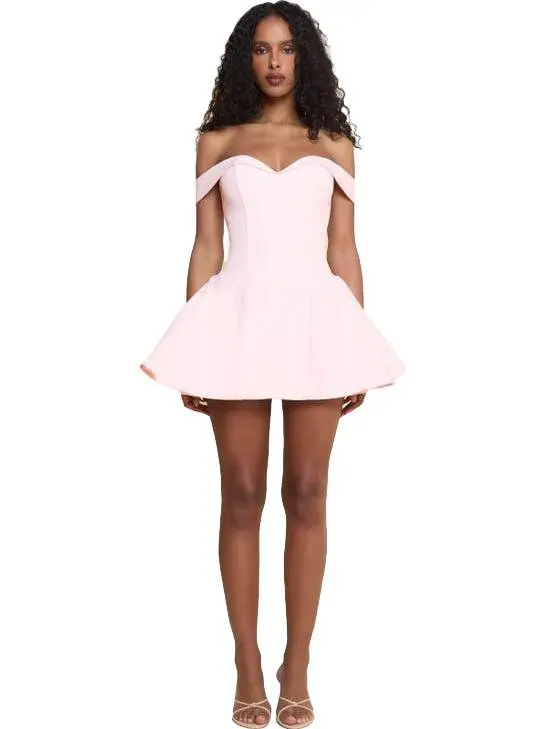 LEAU Babydoll Corset Mini Dress - Pink