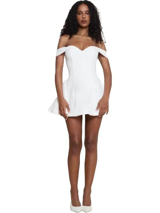 LEAU Babydoll Corset Mini Dress - White