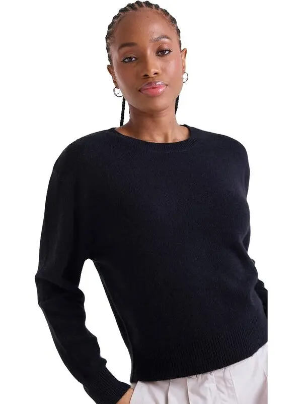 1982 Maila Long Sleeve 100% Cashmere Sweater - Black