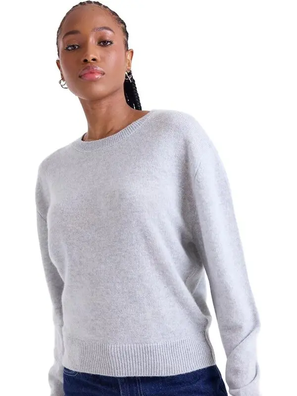 1982 Maila Long Sleeve 100% Cashmere Sweater - Super Grey