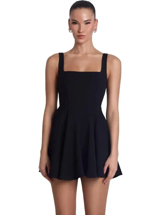 LEAU Sloane Square Neck Corset Mini Dress - Black