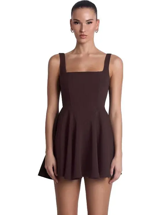 LEAU Sloane Square Neck Corset Mini Dress - Brown