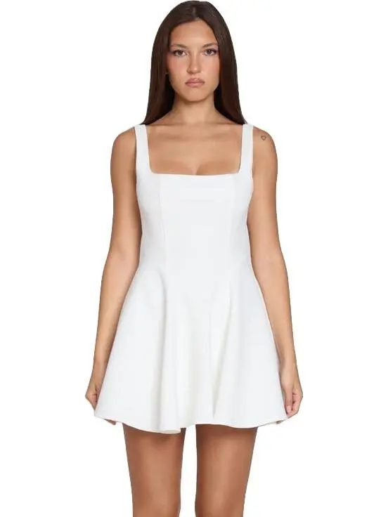 LEAU Sloane Square Neck Corset Mini Dress - White