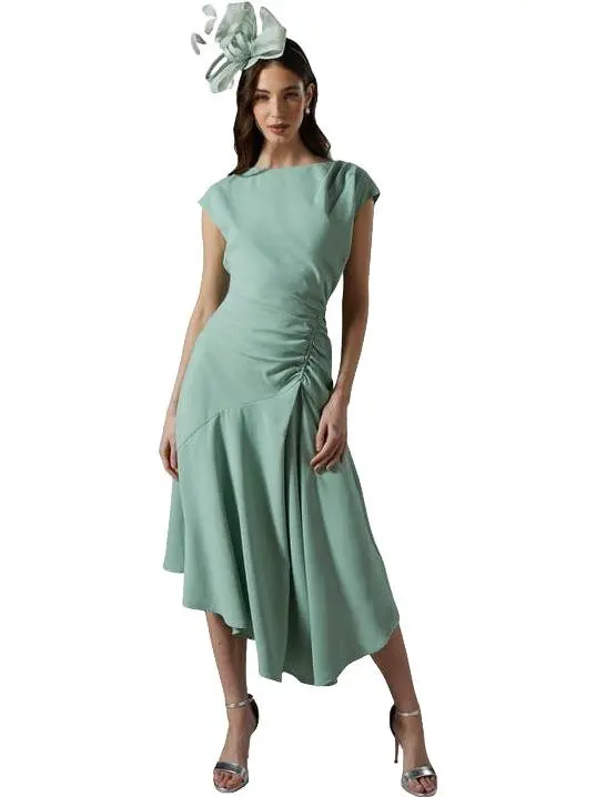 Coast Drape Side Cap Sleeve Midi Dress - Sage