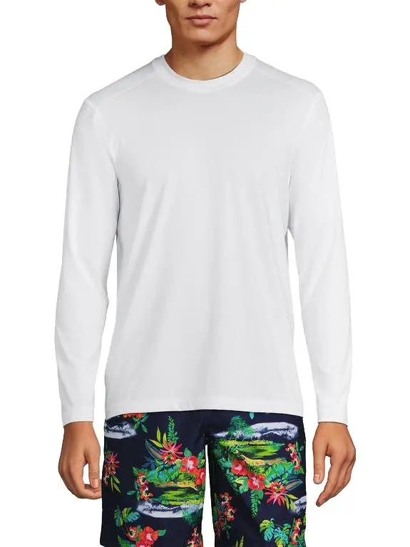 LANDS' END Long Sleeve Rash Guard Swim Tee - White