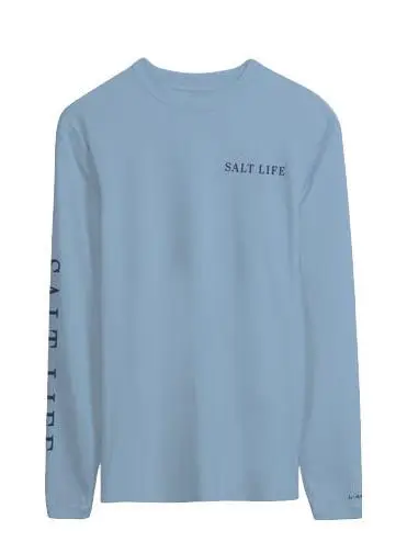 SALT LIFE Long Sleeve Performance Tee - Glacial Blue Heather