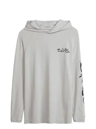 SALT LIFE Ocean Hooked Performance Hoodie - Mist Grey Heather