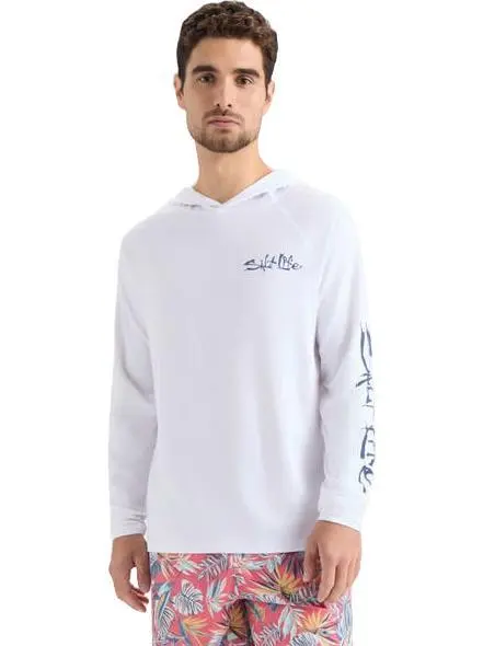 SALT LIFE Ocean Hooked Performance Hoodie - White