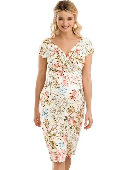 TIFFANY ROSE MATERNITY Bardot Maternity Shift Dress - Watercolour Meadow