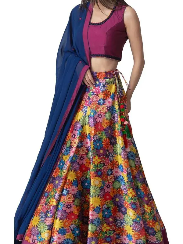 RAAS Floral Lehenga Choli Set - Purple