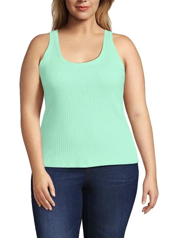 LANDS' END Pointelle Rib Tank - Frosted Mint