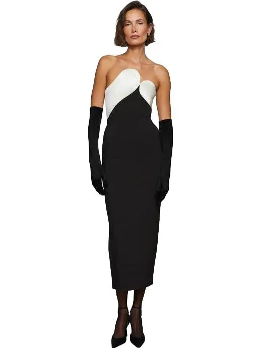 ET OCHS Court Combo Midi Dress - Black/ivory