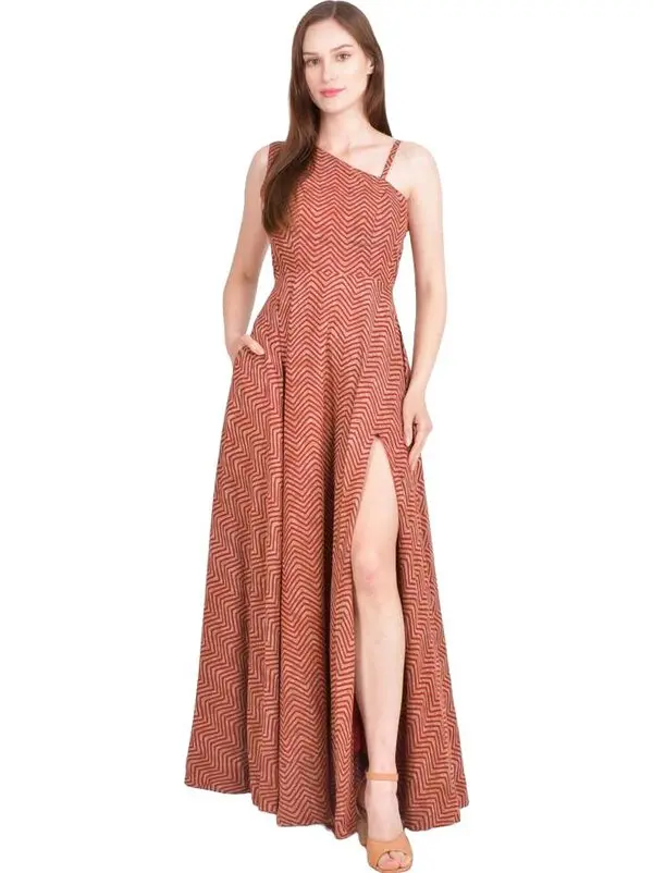 RAAS Linsey Cotton Maxi Dress - Orange