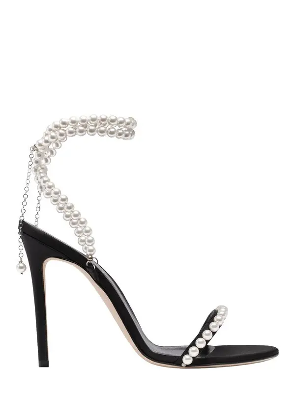 ZENA ZIORA Lady Antoinette 100 Pearl Stiletto Sandals - Black