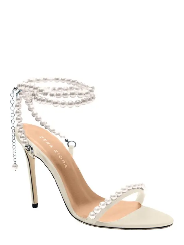 ZENA ZIORA Lady Antoinette 100 Pearl Stiletto Sandals - Ivory
