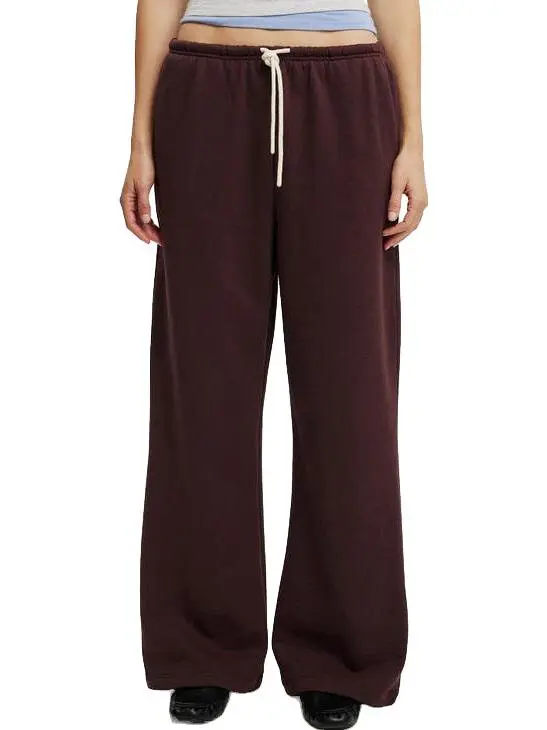 COTTON ON Wide Leg Fleece Sweatpants - Burnt Sangria