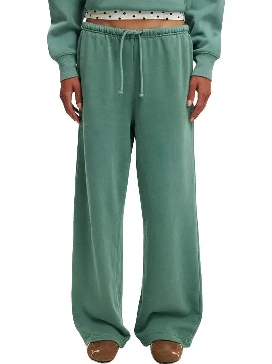 COTTON ON Wide Leg Fleece Sweatpants - Washed Frosted Fern