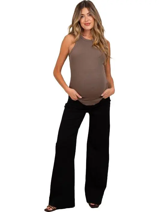 PINKBLUSH Wide Leg Maternity Jeans - Black