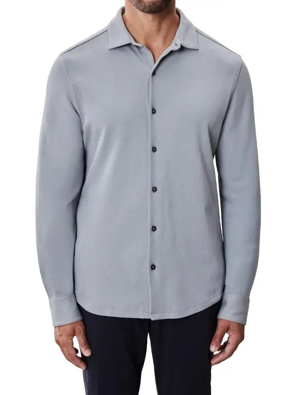 Robert Barakett Milo Knit Button-up Shirt - Monument Grey