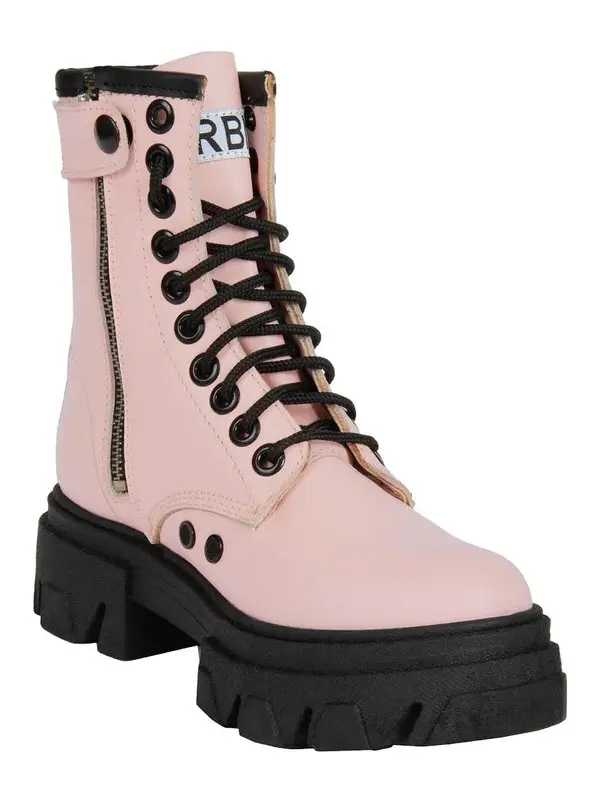 URBNKICKS Leather Combat Boots - Pink