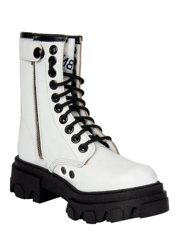 URBNKICKS Leather Combat Boots - White