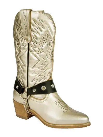 URBNKICKS Cowboy Leather Boots - Gold