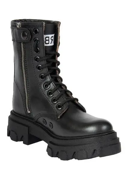 URBNKICKS Leather Combat Boots - Black