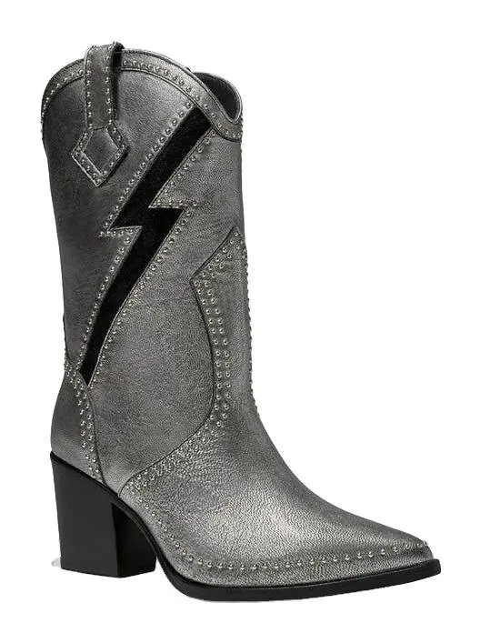 DANTE Metallic Leather Boots - Metallic Silver