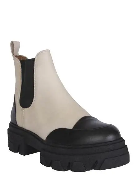 URBNKICKS Two-tone Leather Chelsea Boots - Ivory/black