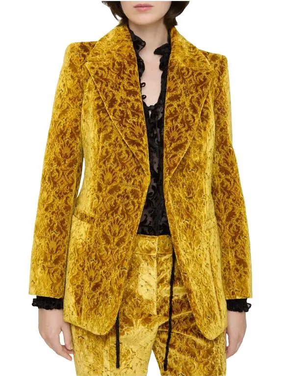 Burberry Baroque Velvet Blazer - Pear Yellow