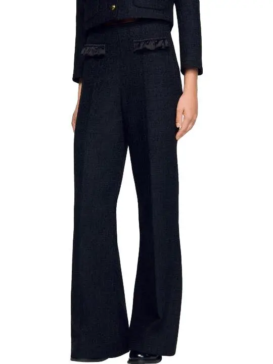 Sandro Tweed Suit Trousers - Black